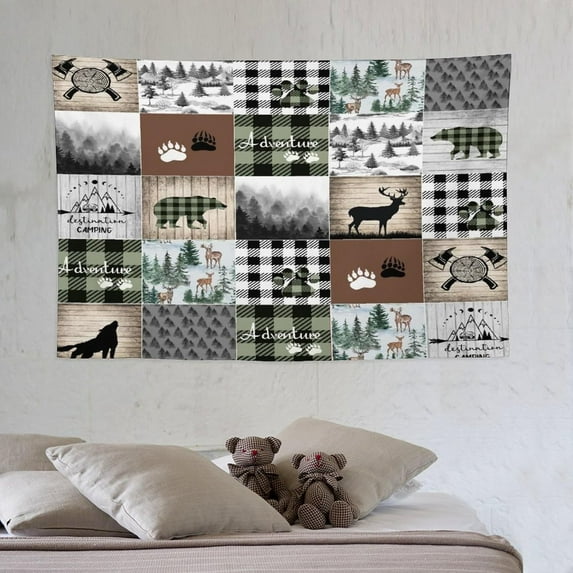 dinii Deer Bear Wolf Tapestry Wall Hanging Wild Animals Hunting ...