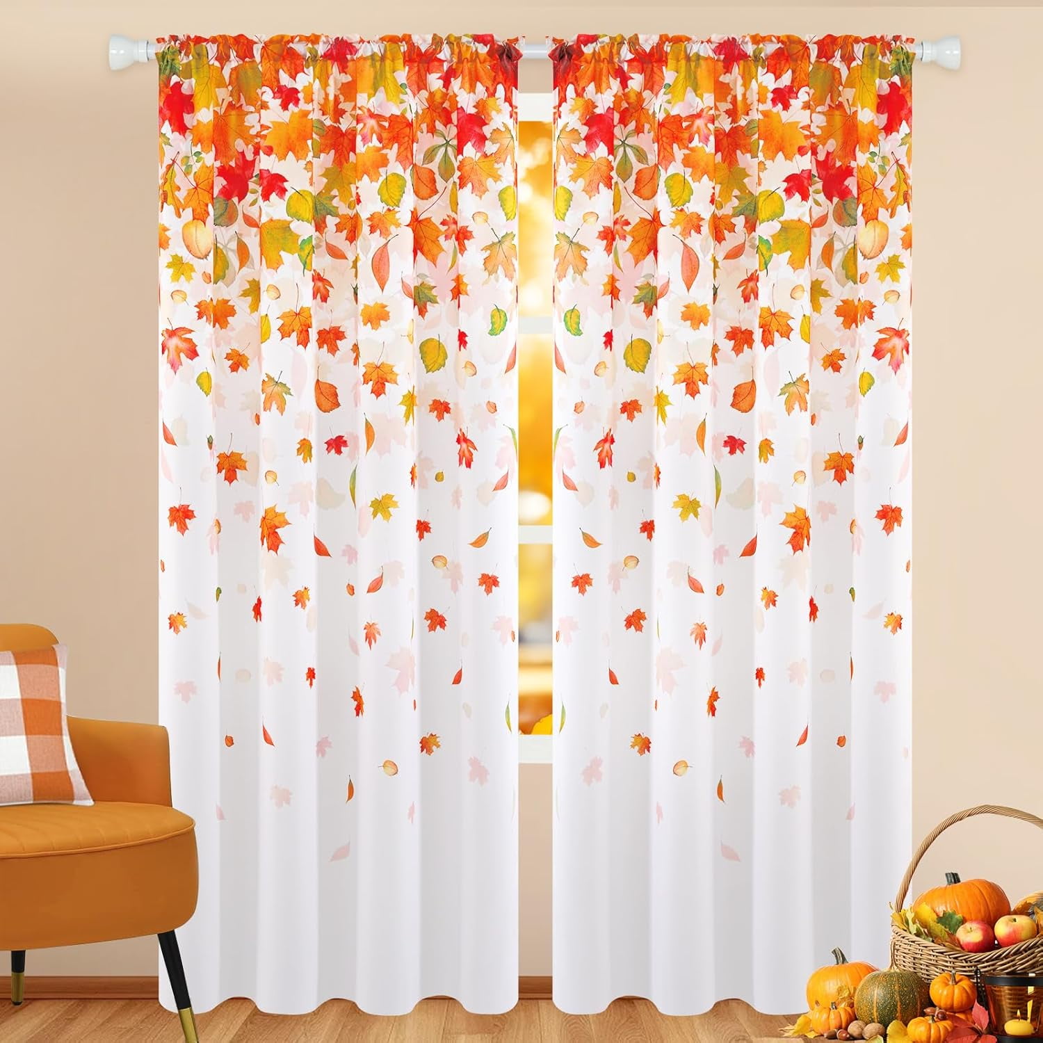 dinii Fall Curtains for Living Room, Thanksgiving Curtains 84 Inch ...