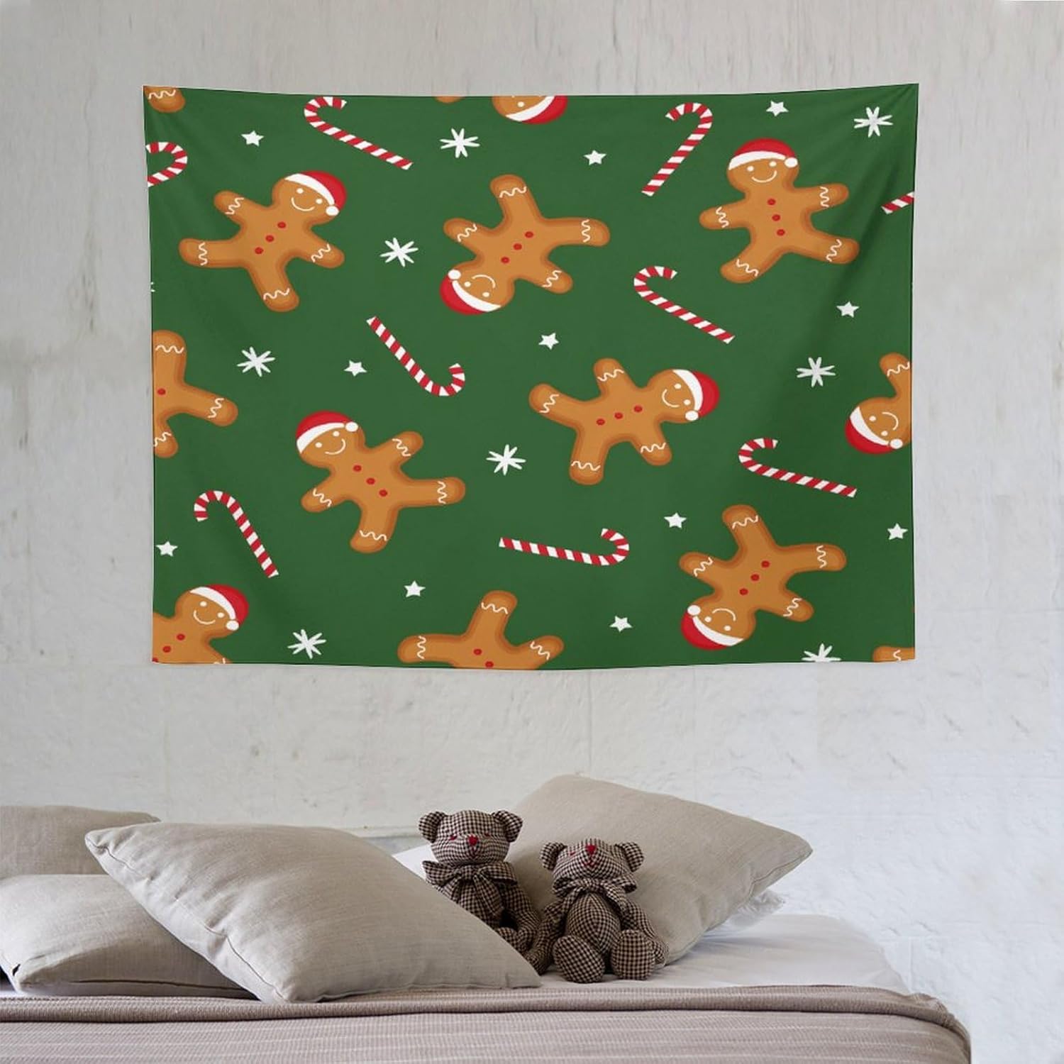 dinii Gingerbread Tapestry Wall Hanging Gingerbread Christmas Xmas Hat ...