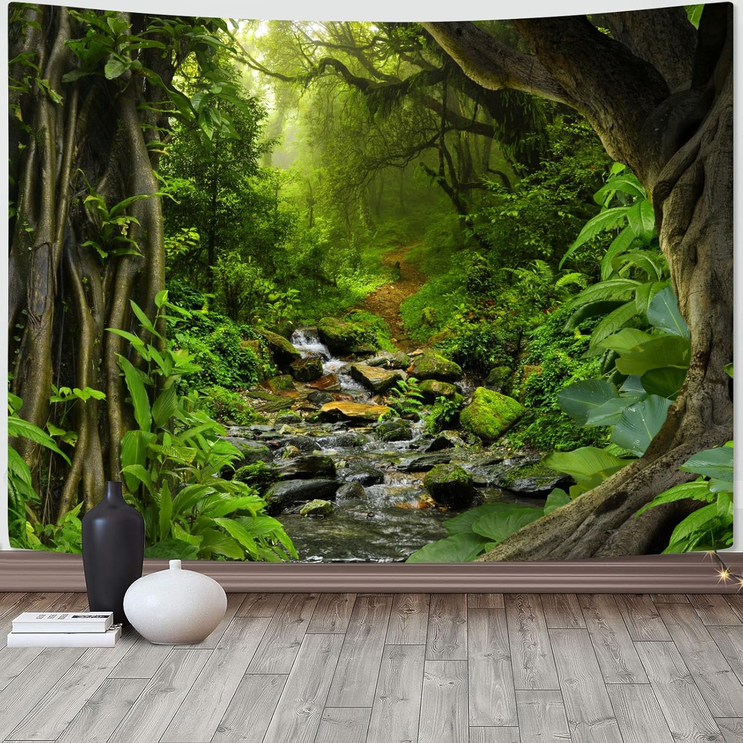 dinii Green Rainforest Tapestry Nature Forest Tapestry for Bedroom ...