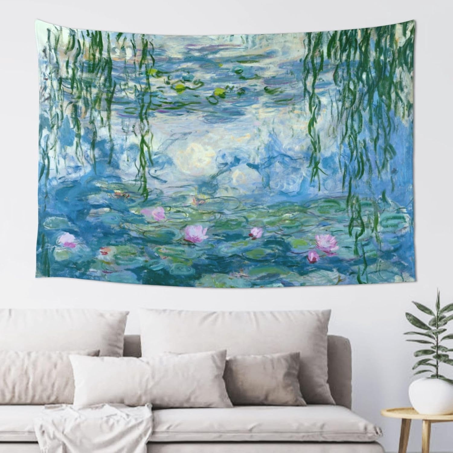 dinii Monet Water Lilies Tapestry Wall Hanging Aesthetic For Bedroom ...