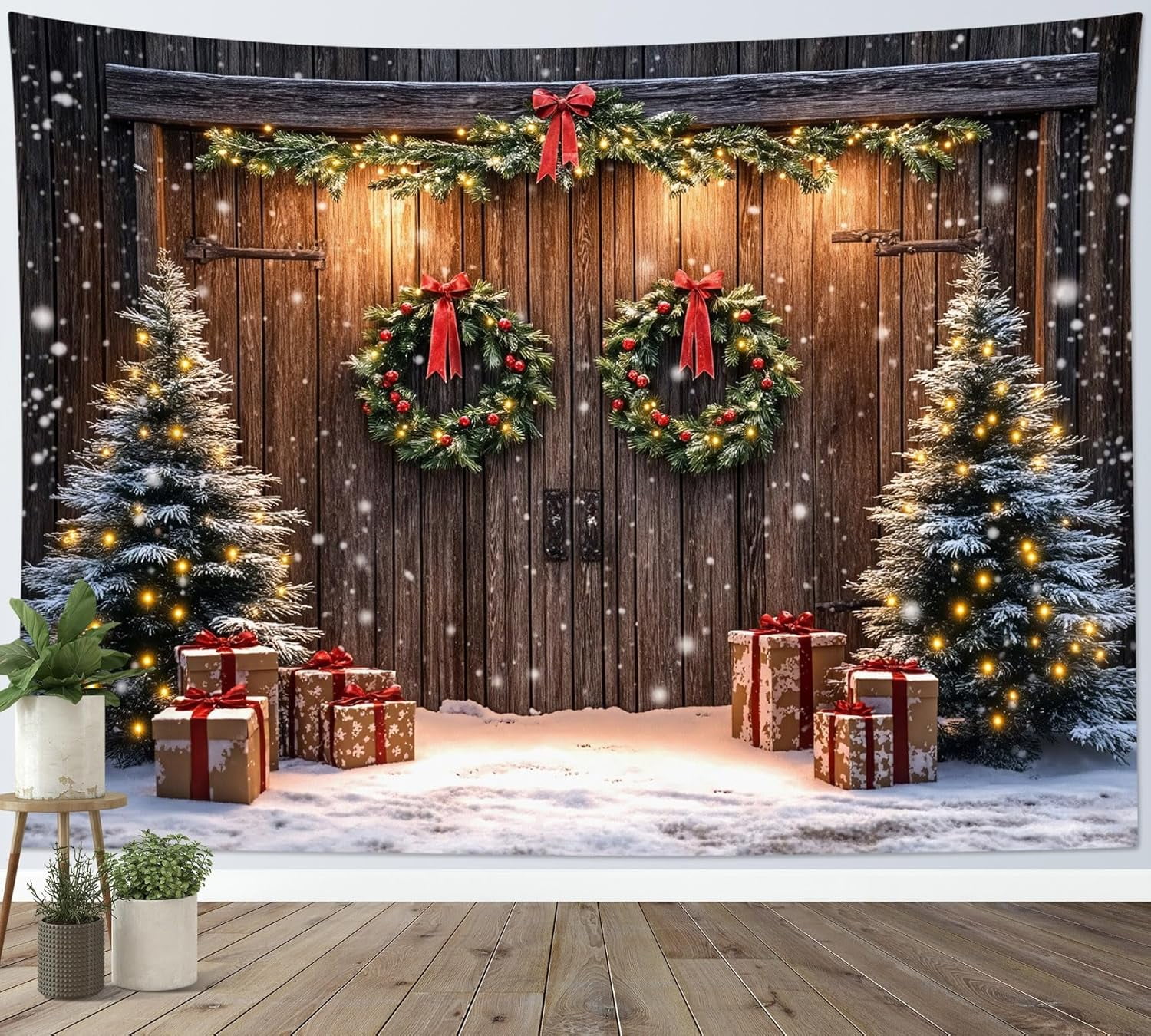 dinii Rustic Christmas Tapestry for Bedroom Xmas Tree Western Farmhouse ...