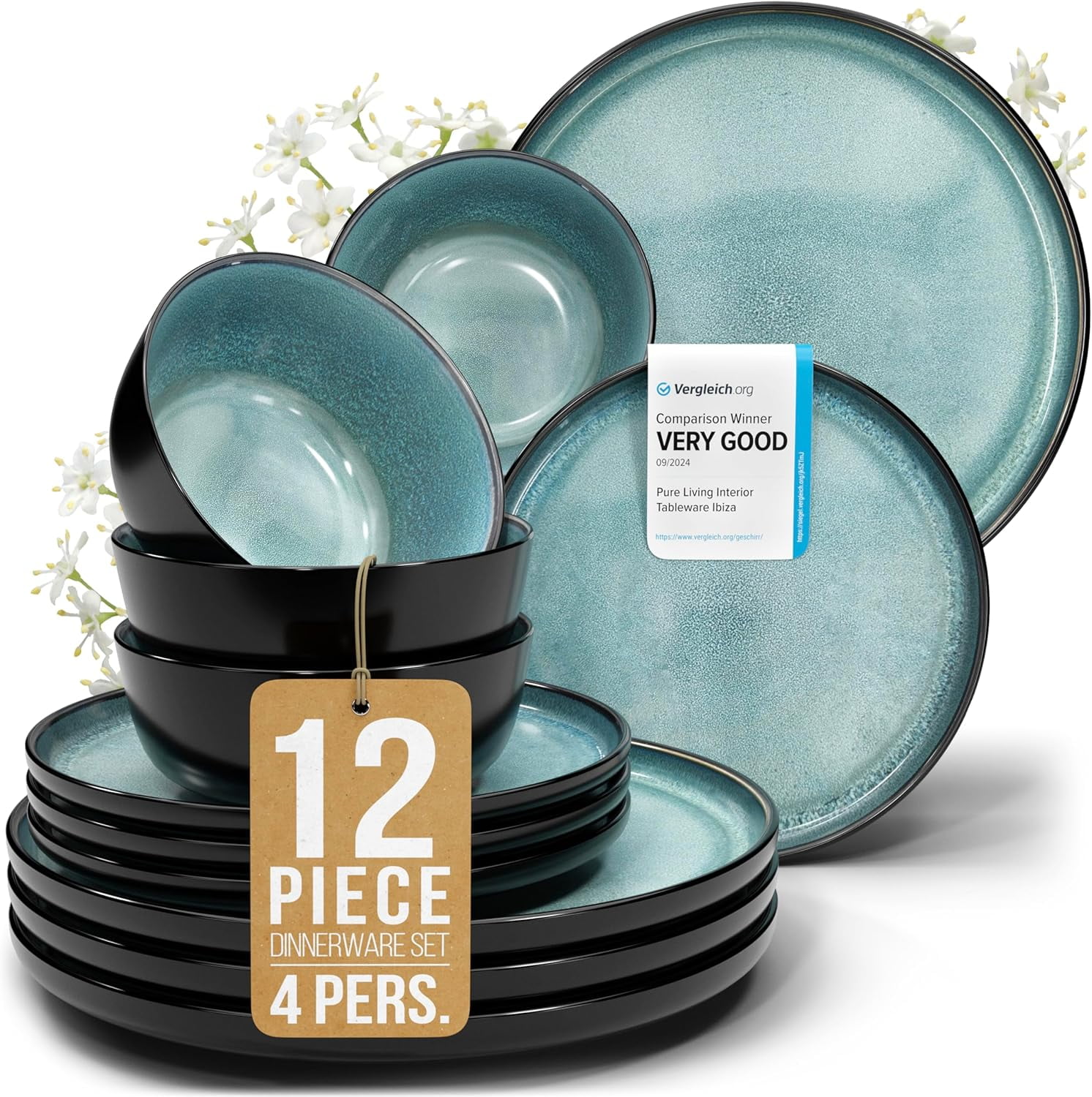 dinnerware set 4 persons 12 pcs – Modern style plates and bowls set ...