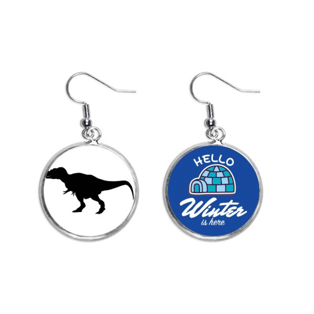 dinosaur bs curly outline dangle drop winter ice earring jewelry ...