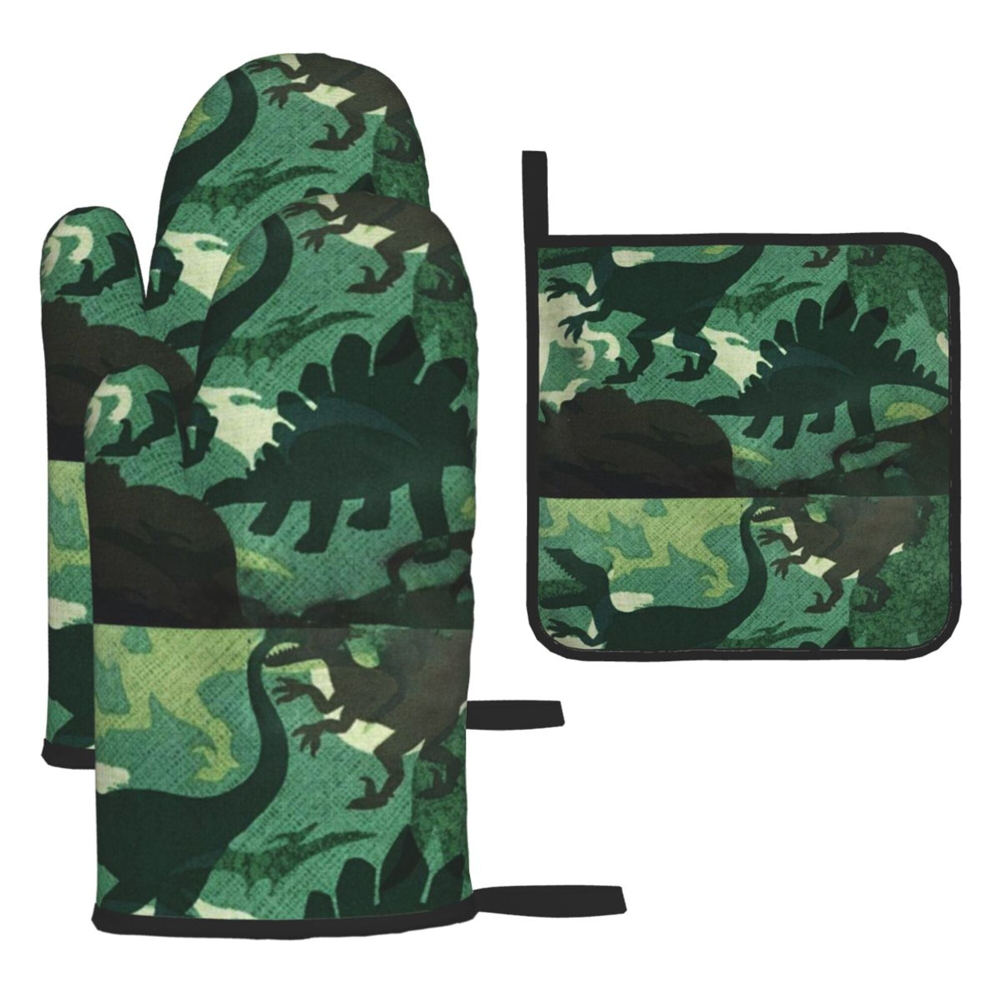 dinosaur motif1 Oven Gloves, Pot Clamp Set, Non slip and Heat Resistant ...