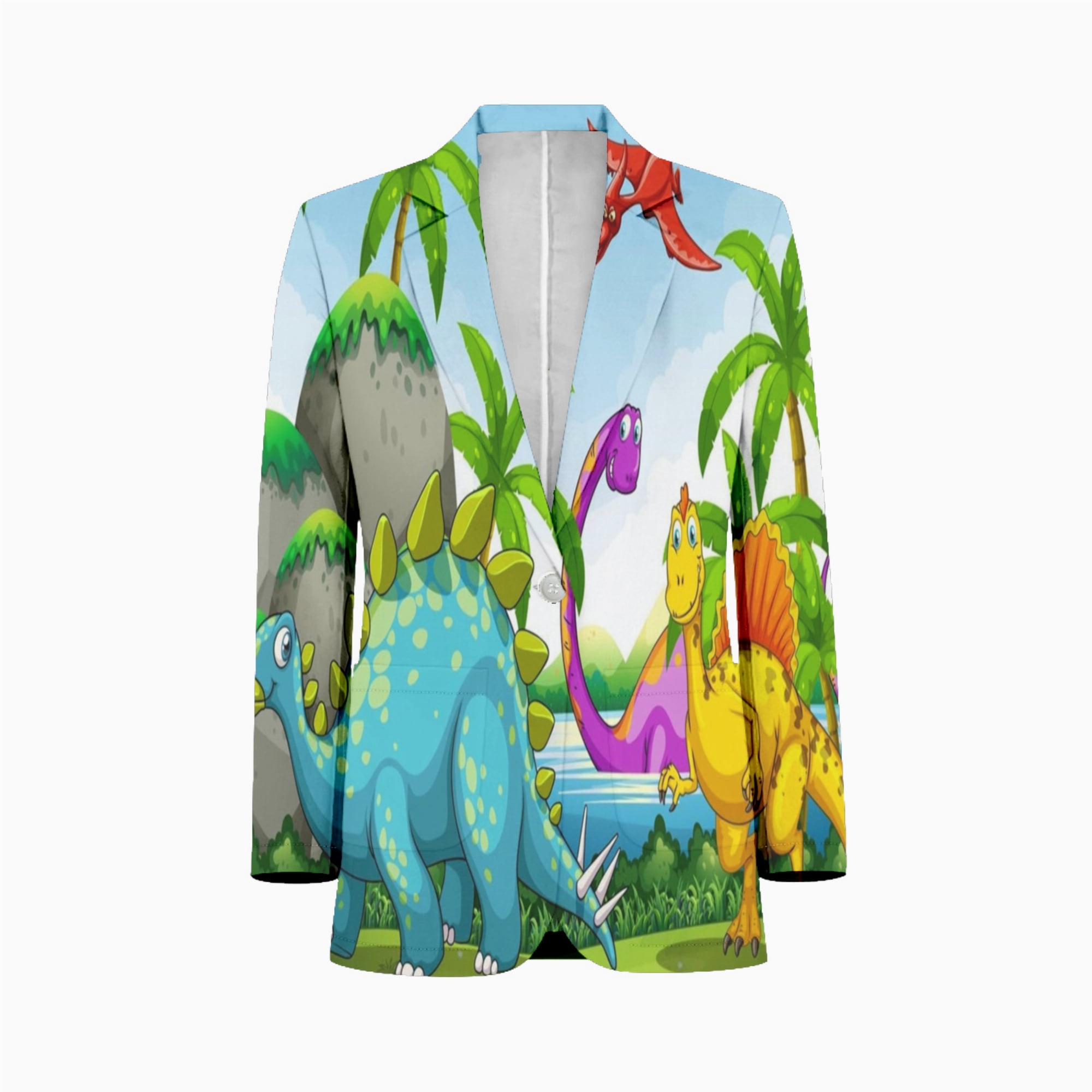 dinosaur palm tree Men's Suit Blazer Casual Party Wear Slim Fit Suit ...