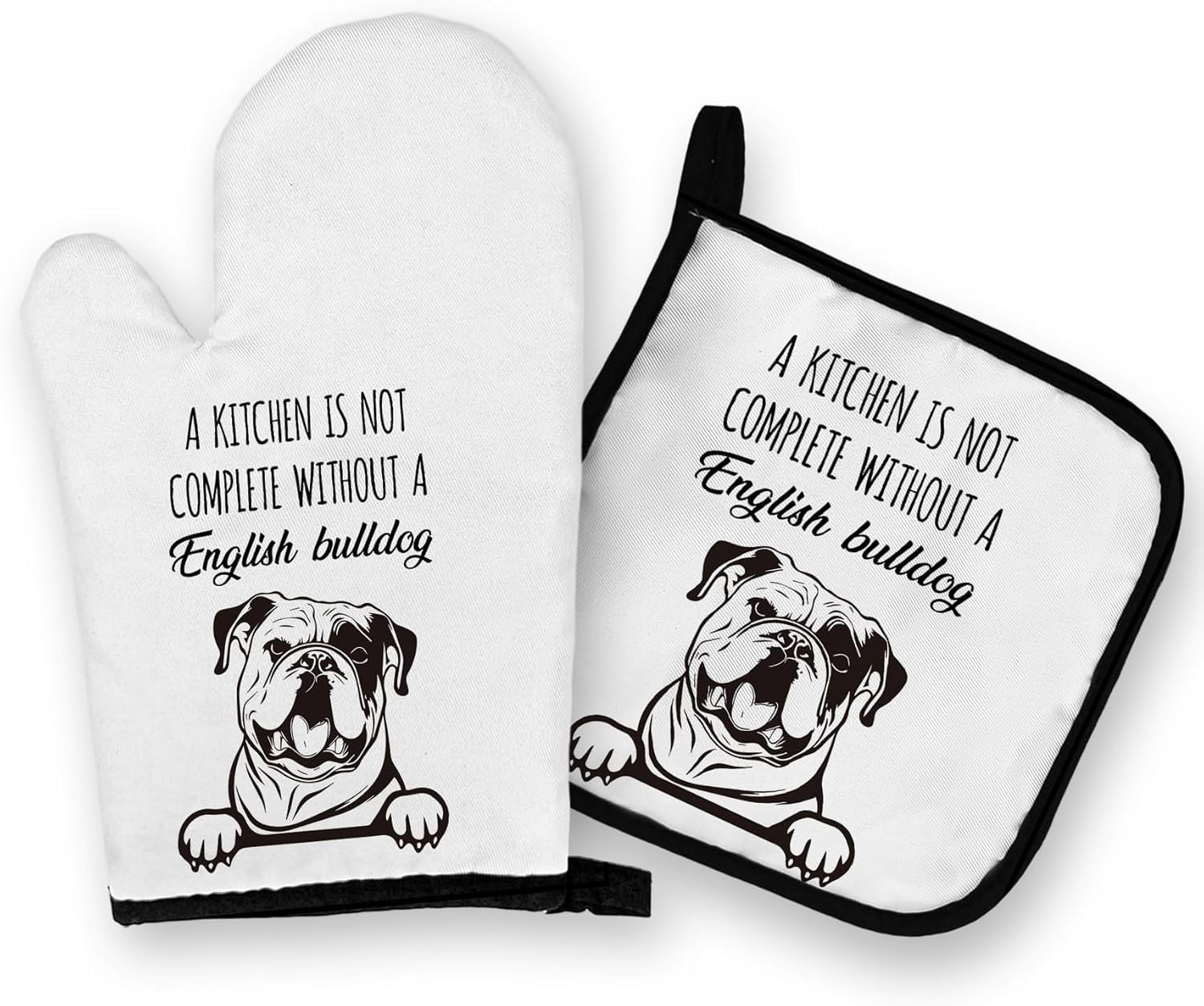 diraou English Bulldog Gifts Oven Mitts and Pot Holders Sets, English ...
