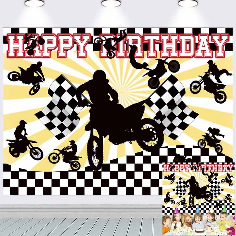 dirt bike Motocross Birds Backdrop Banner Party Supplies Poster Movie ...