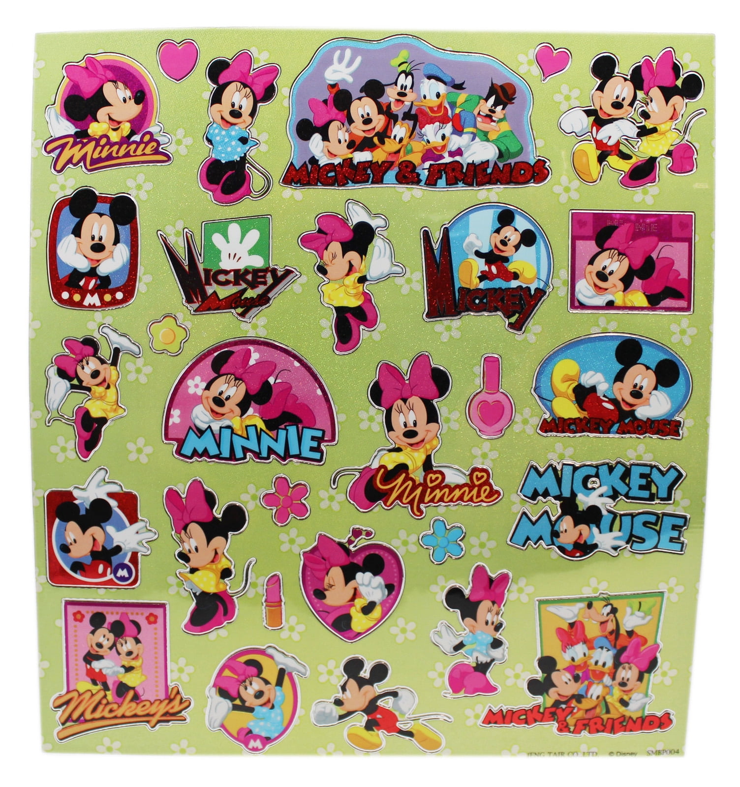 disney's minnie and mickey mouse green background sticker sheet (23 ...