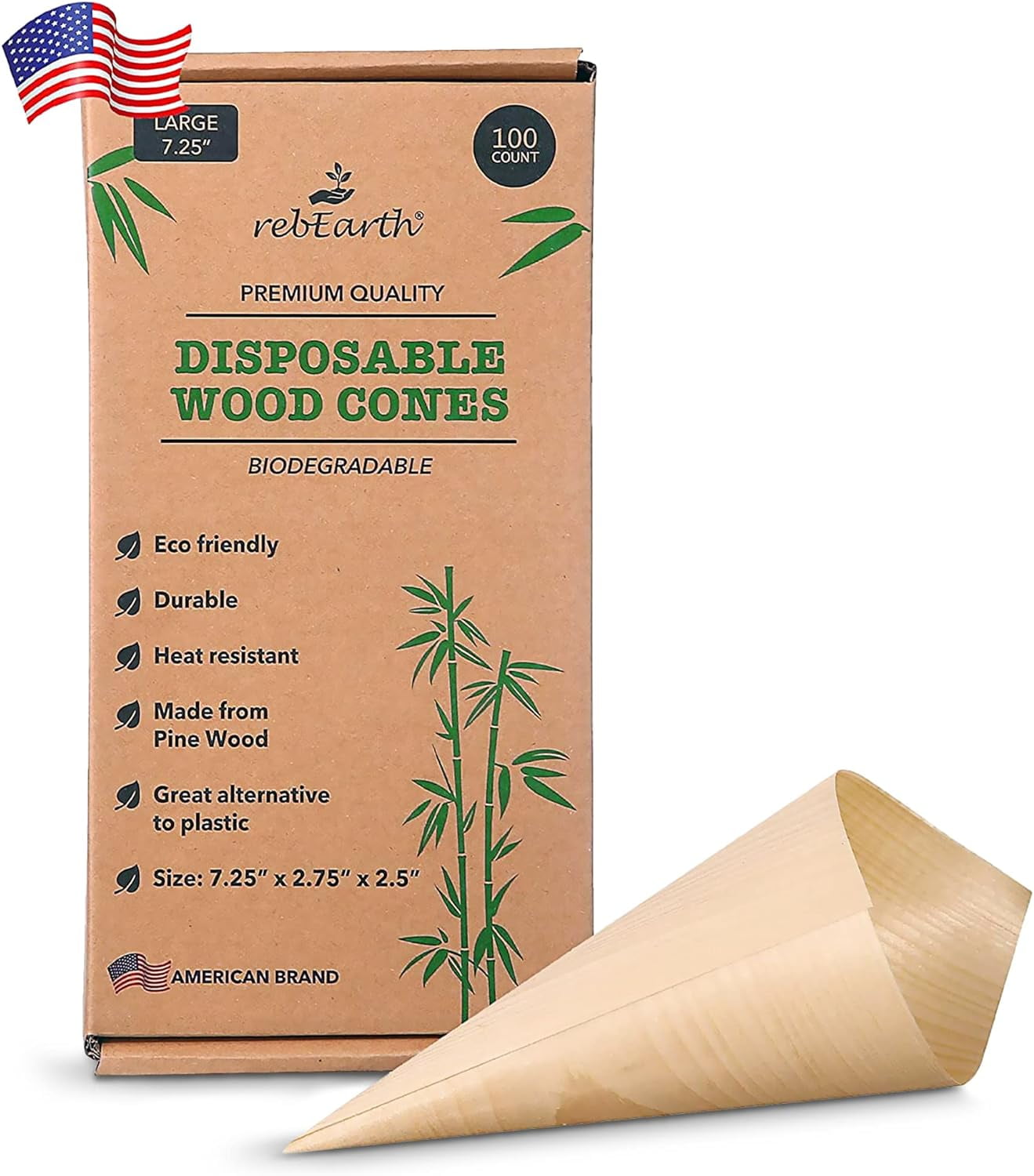 Disposable Pinewood Cones - Heat Resistant Cups for Charcuterie ...
