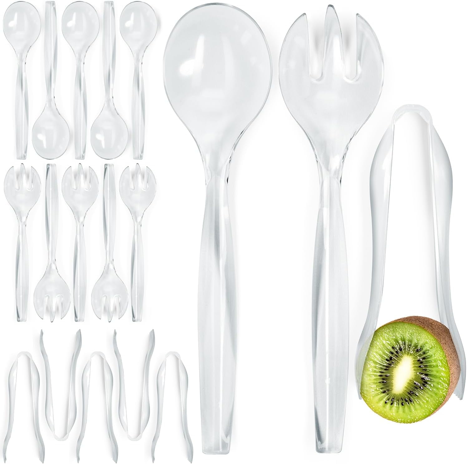 disposable plastic serving utensils - set of 18 clear buffet serving ...