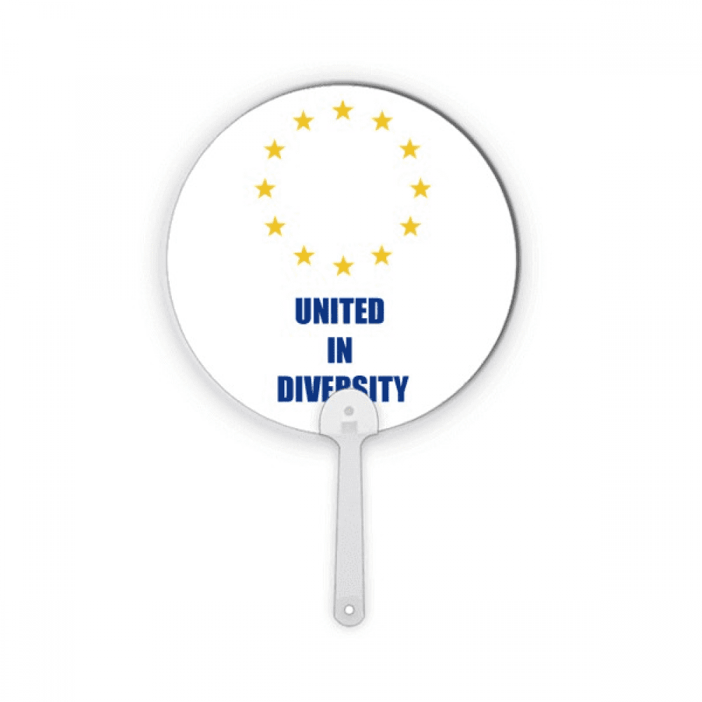 diversification unification slogan eu Plastic Round Handheld Fan ...