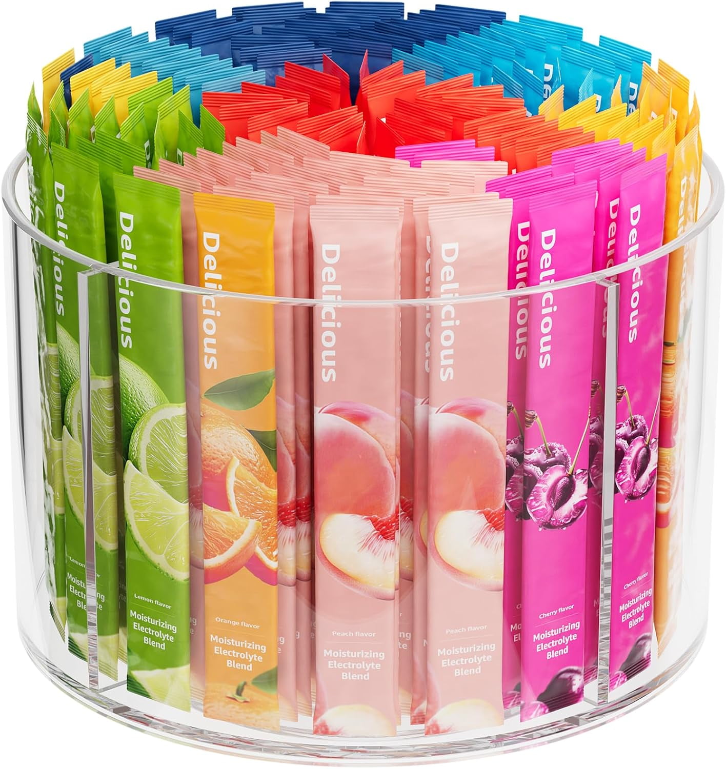 divided drink packet organizer, rotating turntable organizer, clear ...