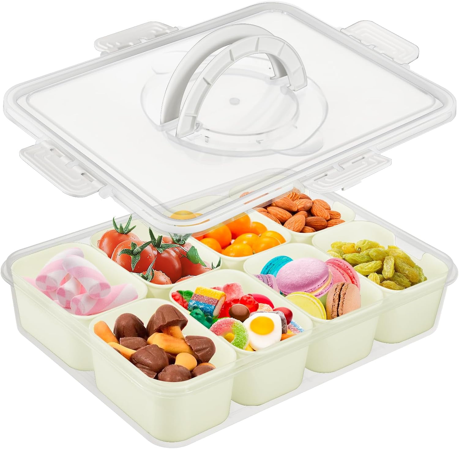 divided veggie tray with lid and handle serving tray portable travel ...