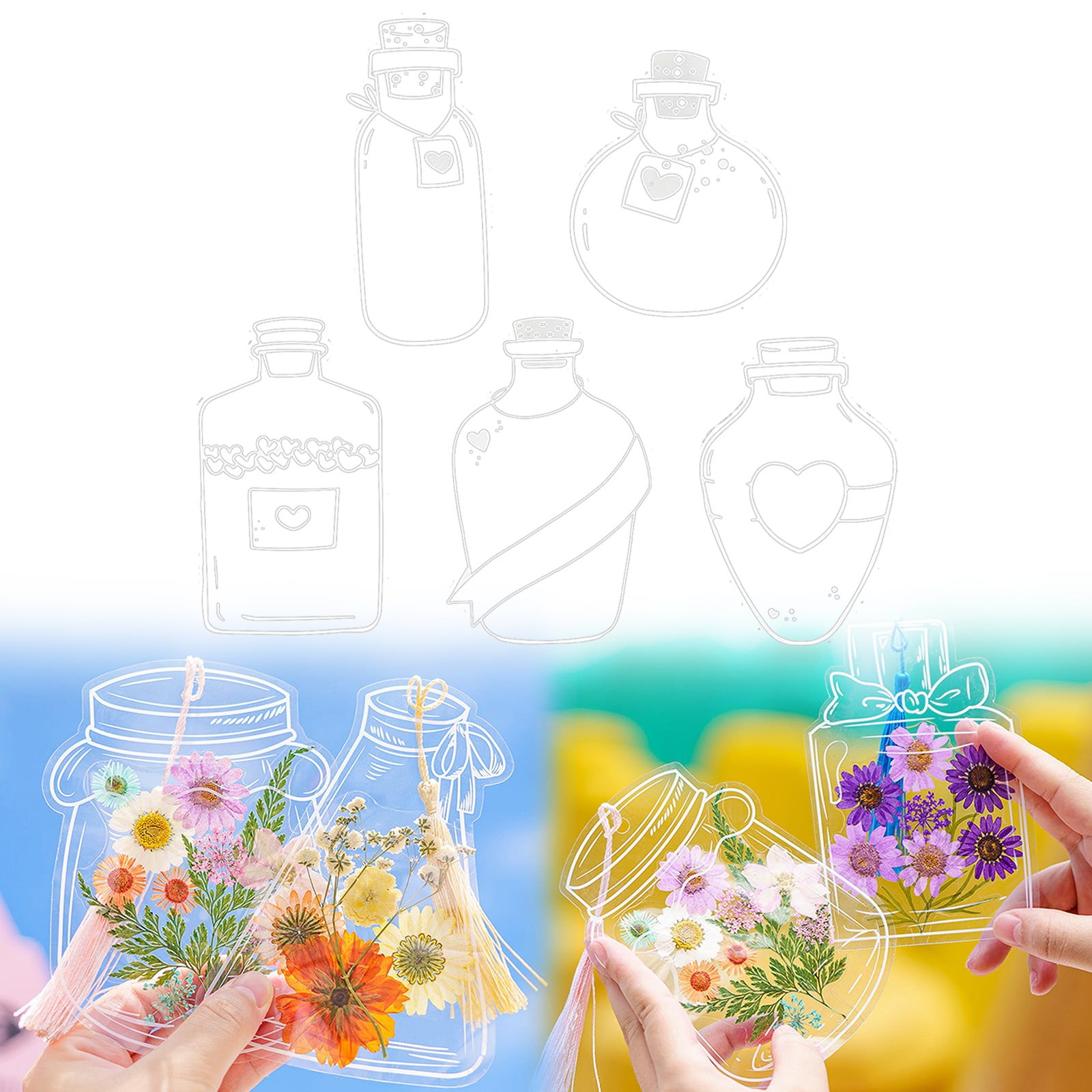 diy transparent dried flower bookmarks (20pc) 20PC Large Size Bookmark ...