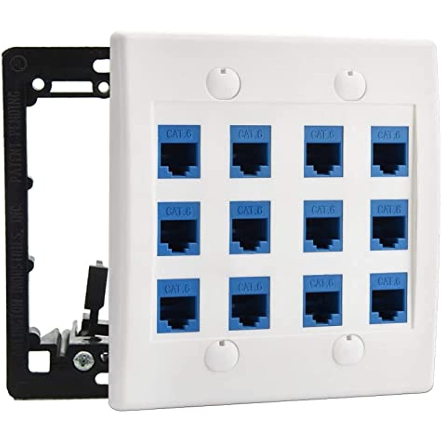 DIYTECH 12 Port Ethernet Wall Plate, Cat 6, Wall Outlet, RJ45 Female to ...