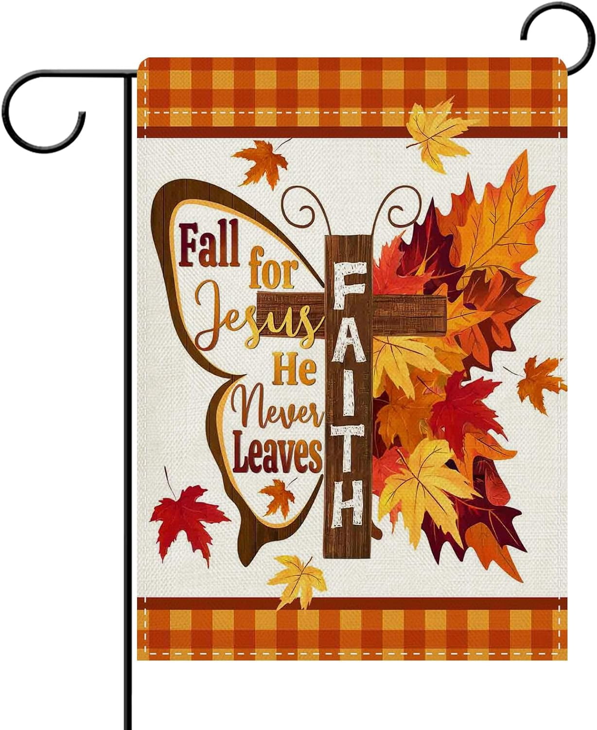 diyeu Fall for Jesus He Never Leaves Butterfly Christian Decorative ...