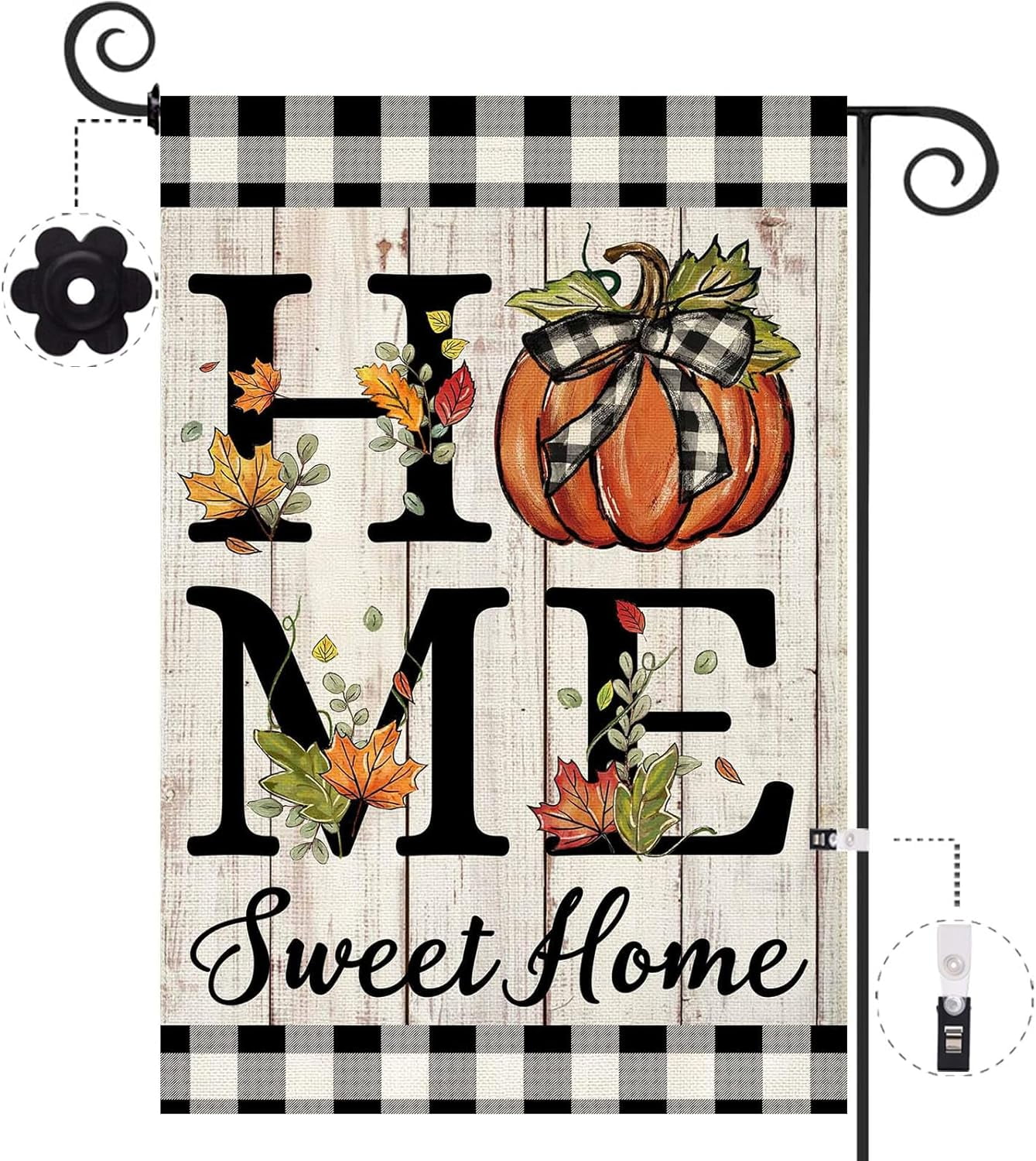 diyeu Fall Pumpkin Garden Flag 12.5x18 Inch Double Sided Fall Autumn ...