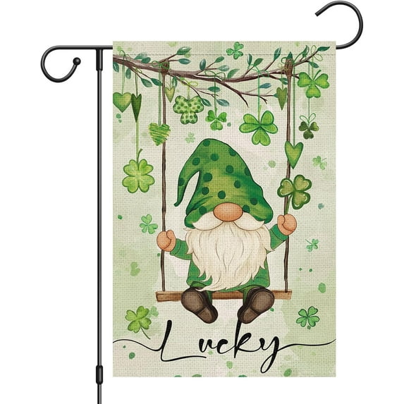 diyeu Lucky St. Patrick''s Day Garden Flag 12x18 Double Sided Burlap ...