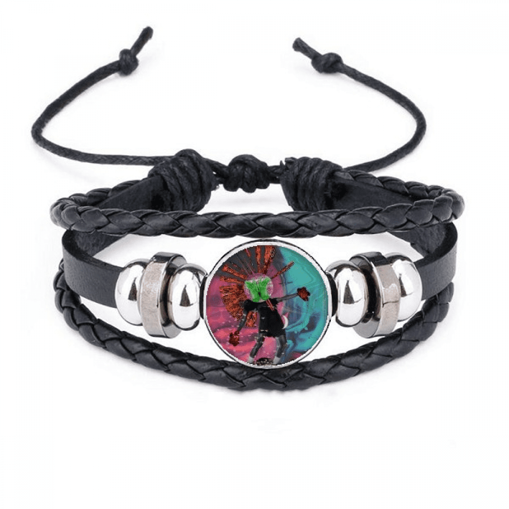 dizzy and fall abstrat art bracelet braided leather woven wristband ...