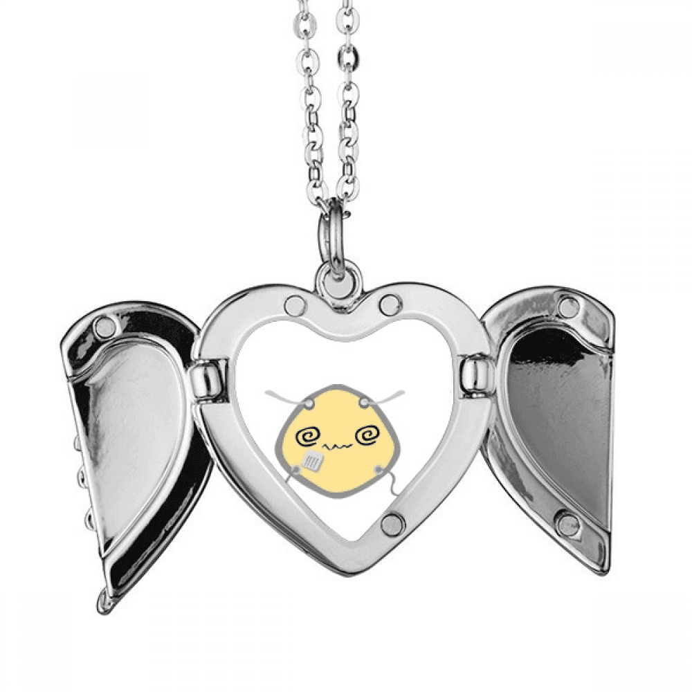 dizzy confused head expression angel wings necklpendant fashion ...