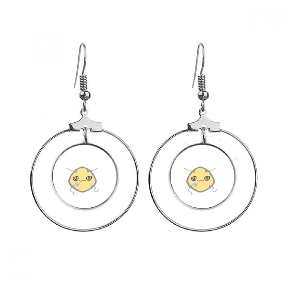 dizzy confused head expression earrings dangle hoop jewelry drop circle ...