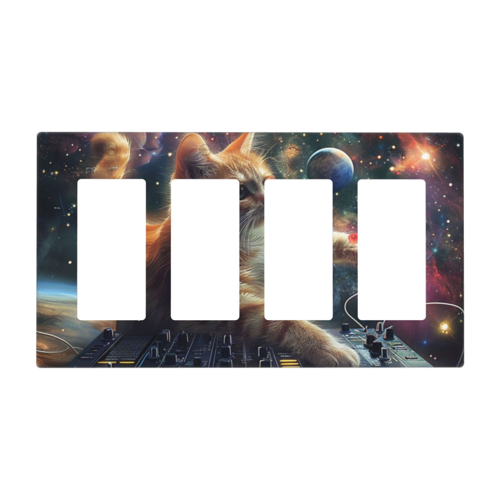 dj cat in space Switch Cover Decorative Wall Plate / 4-Gang 4-Decor ...