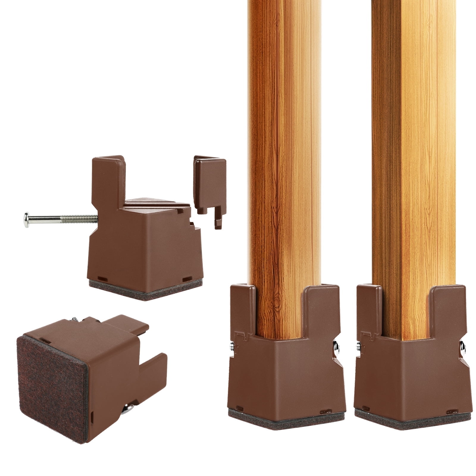 LINALL Adjustable Bed Risers 2 Inch with Clamp, Heavy Duty Furniture ...