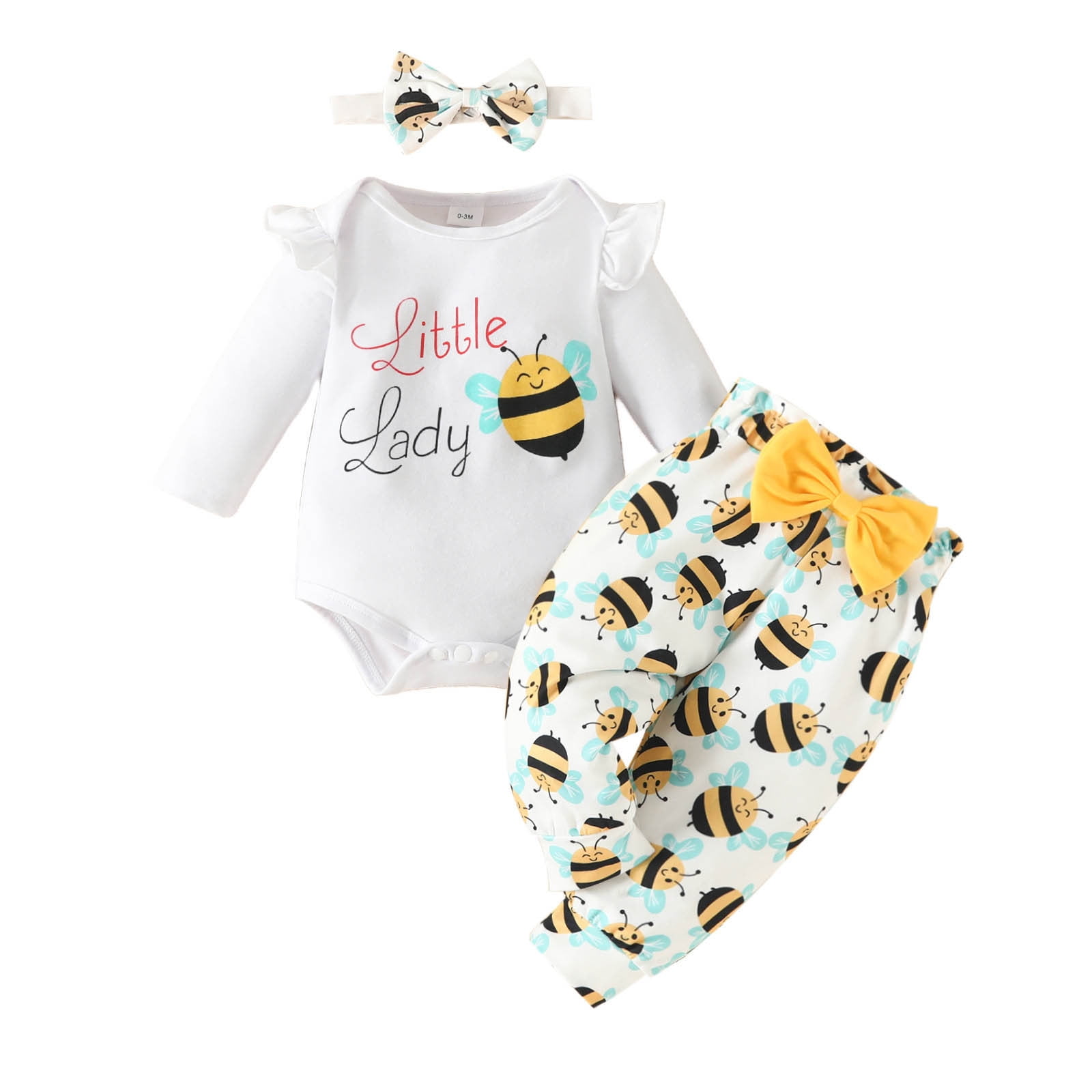 dmqupv 3 Piece Headband Set Outfit Newborn Baby Girl Clothes Infant ...