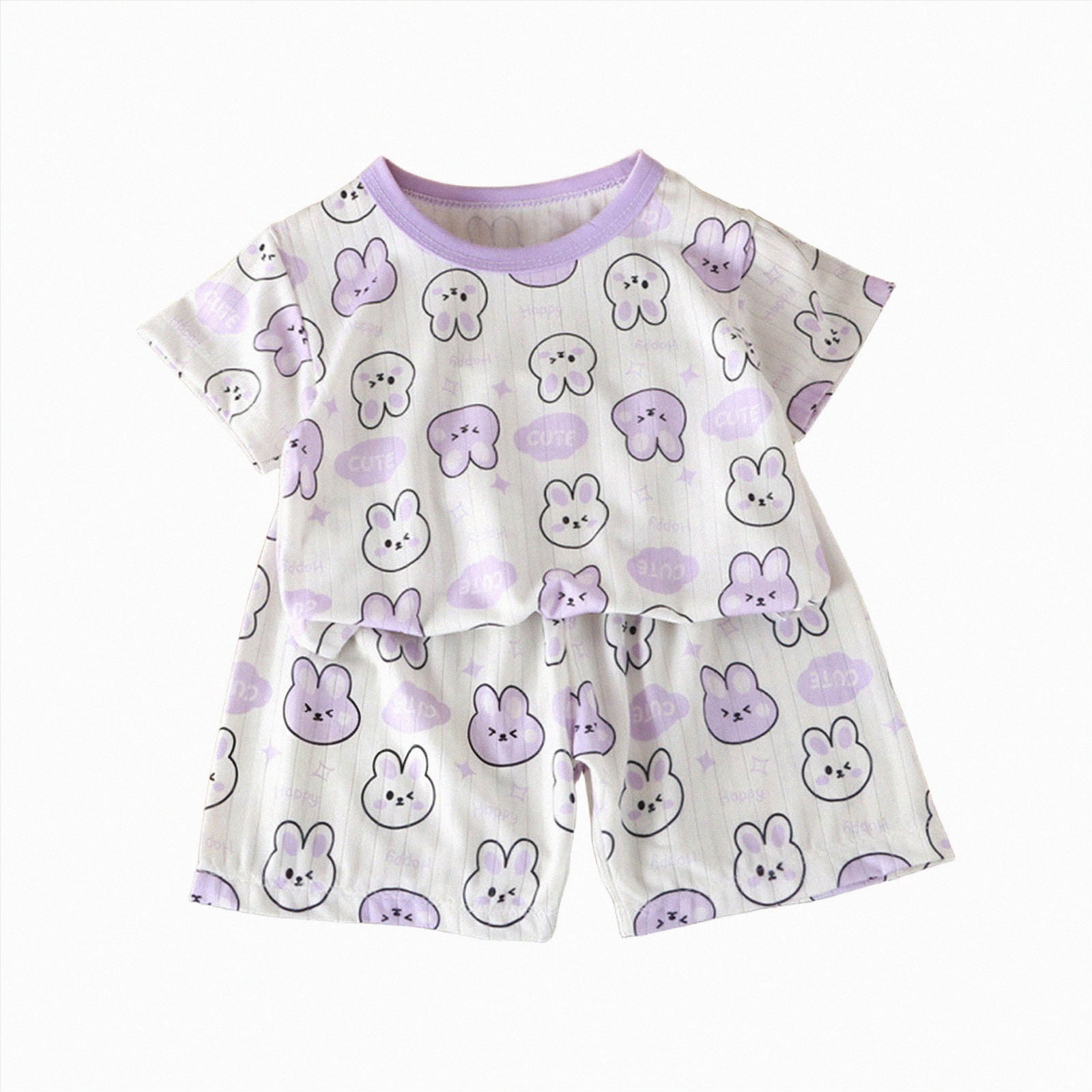 dmqupv Cotton Pajamas for Girls Pajama Set 2 Piece Short Sleeve PJs ...
