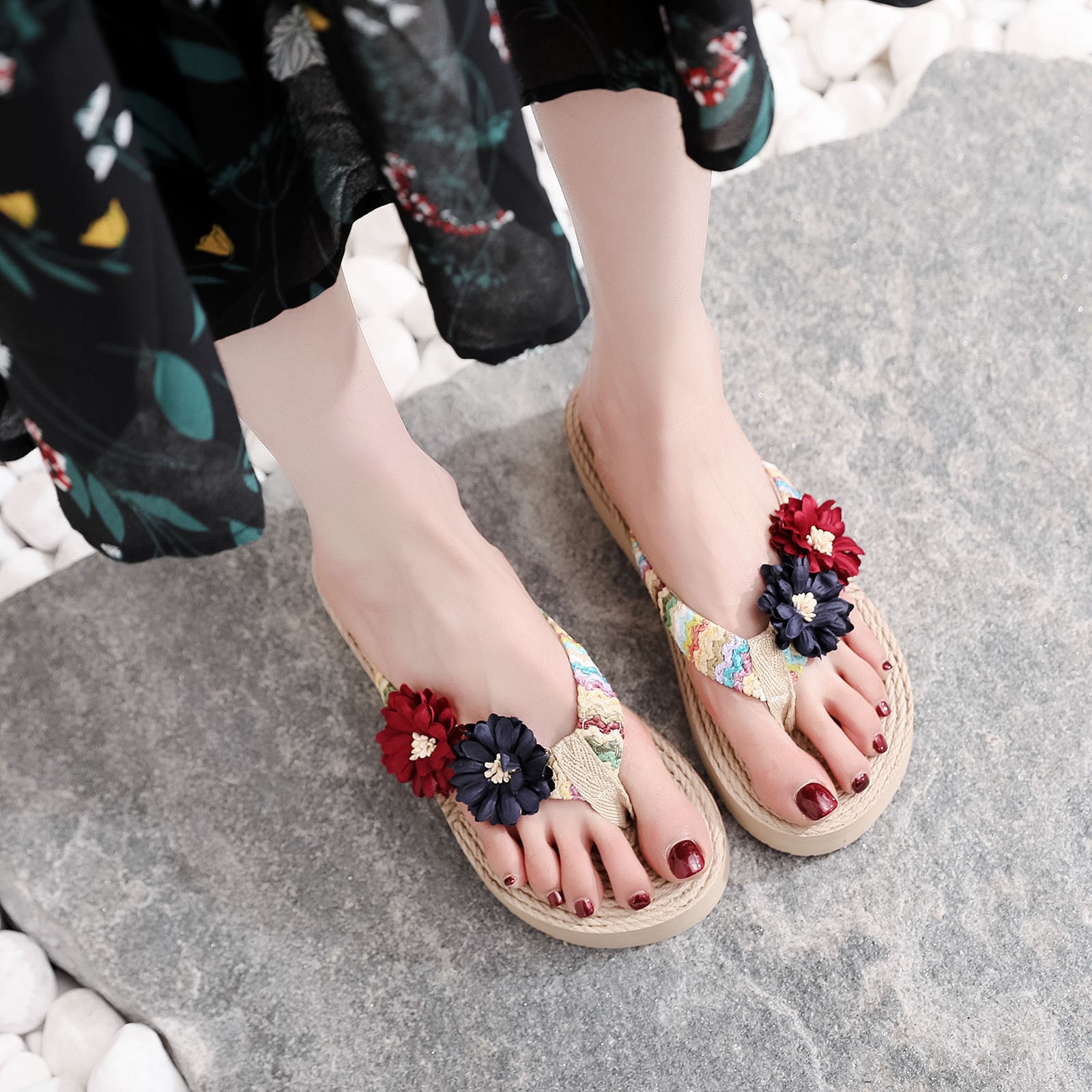 dmqupv Earth Spirit Slippers for Women Slipper Home Sandals Weave Beach ...