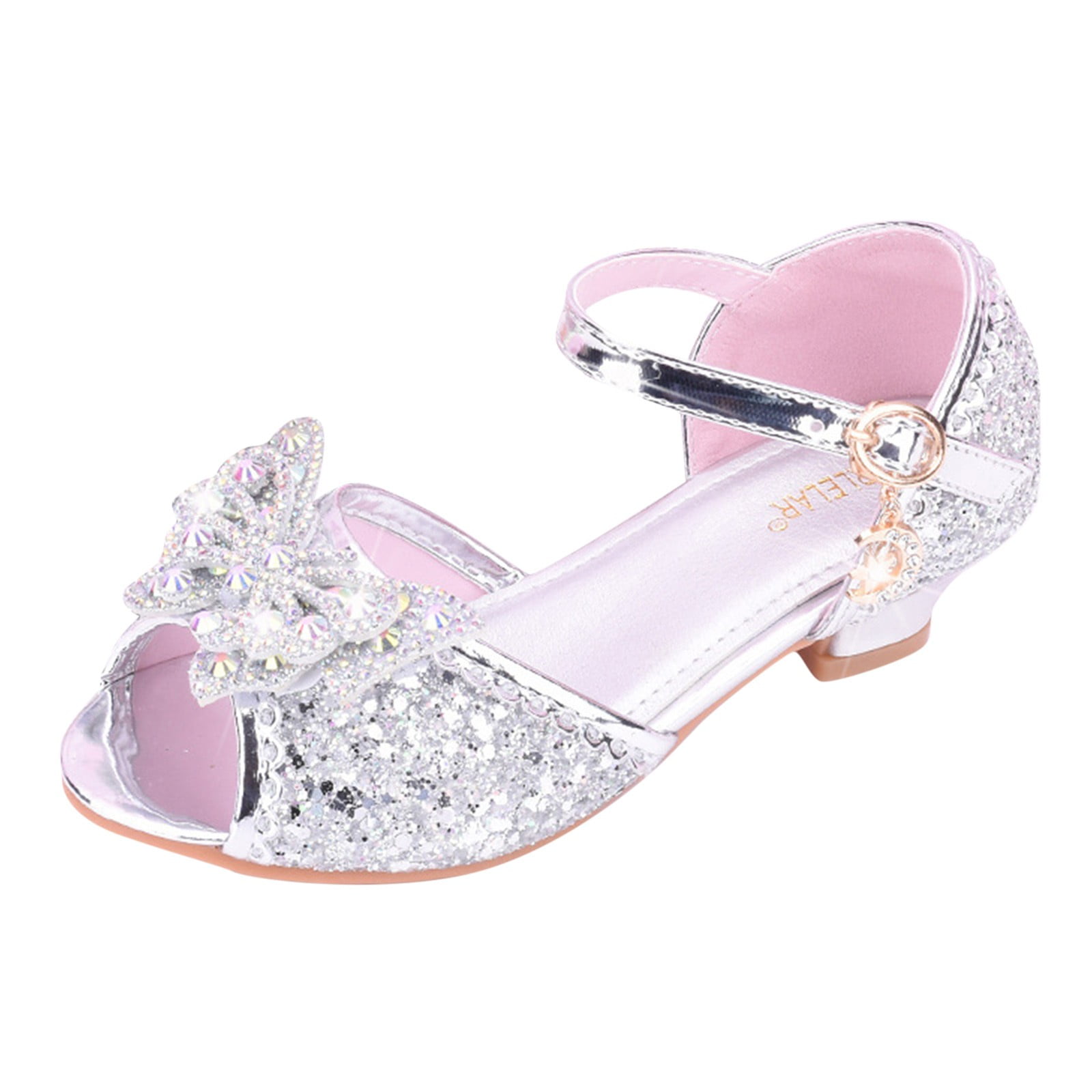 dmqupv Girls Sandals Size Diamond Shiny Sandals Princess Shoes Bow High ...