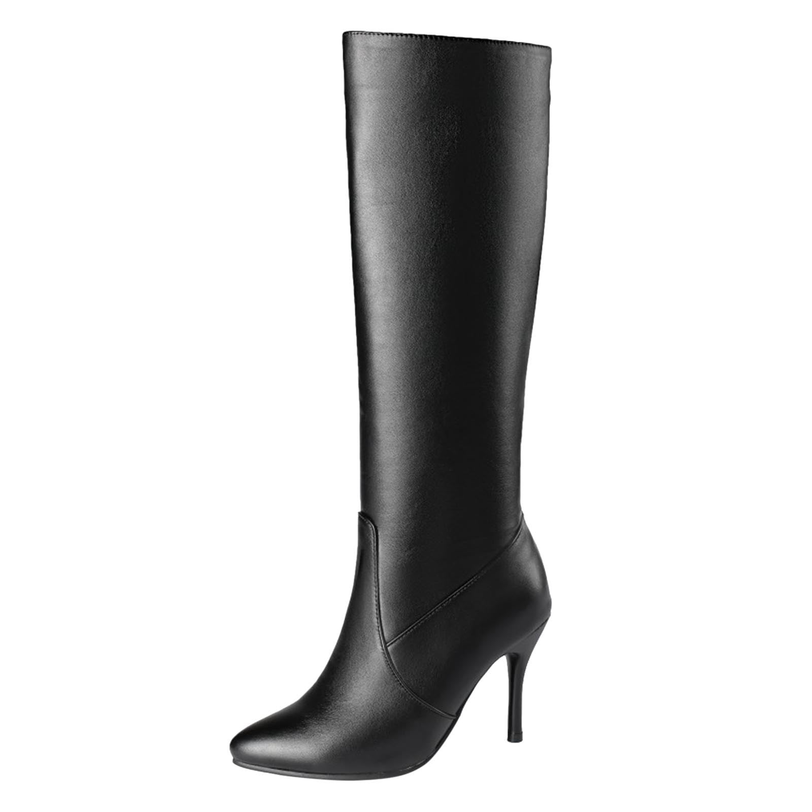 dmqupv Knee High Heel Boots for Women Wide Calf Retro High Fashion ...