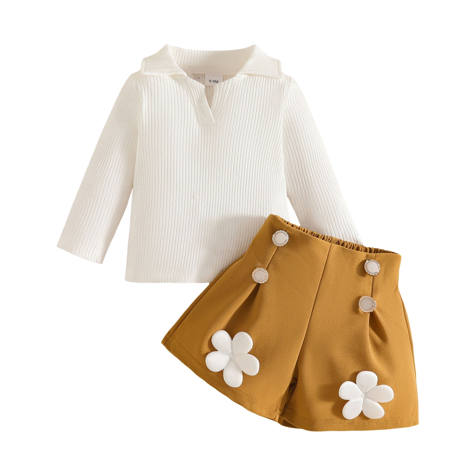 dmqupv Girl Outfit Sets Girls Outfit Skirt Set Ribbed Knit Ruffle ...