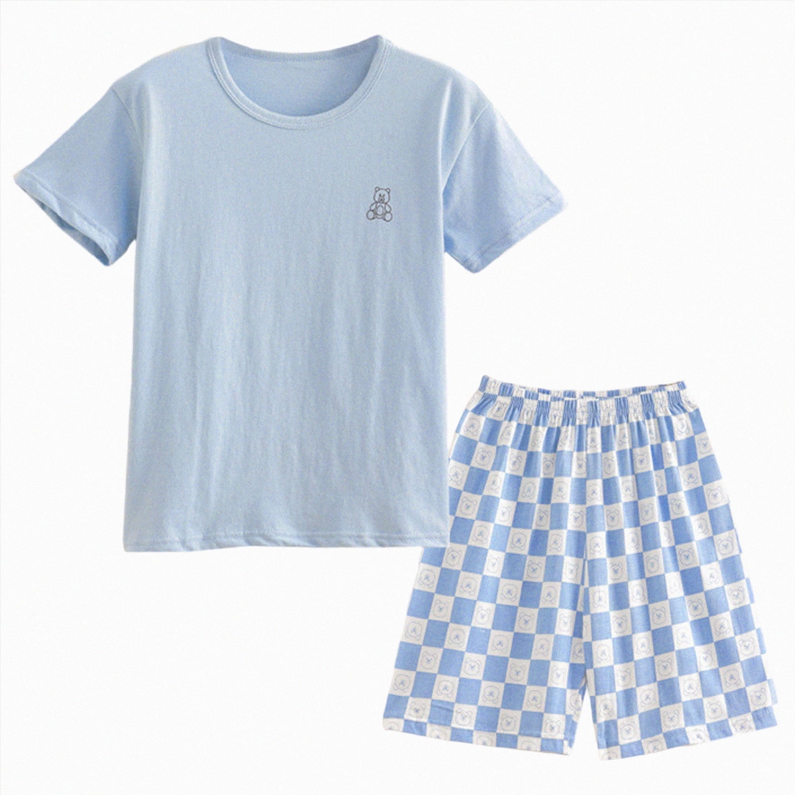 dmqupv Pajama Sets for Girls Soft Fabric Short Sleeve and Shorts Set ...