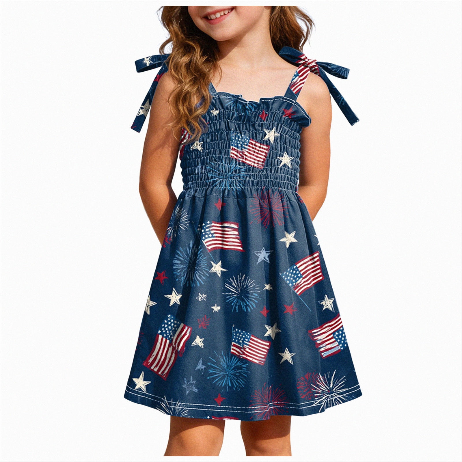 dmqupv Summer Dress Toddler Baby Girl Dresses Independence Day Outfit ...