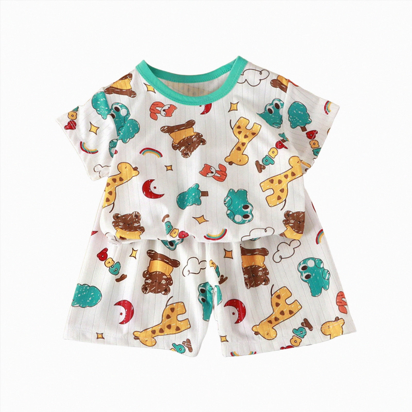dmqupv Summer Pajamas for Girls Pajama Set 2 Piece Short Sleeve PJs ...