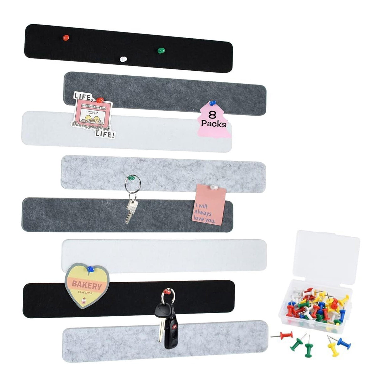 dnusflzt 8 Pack Bulletin Board Strips,Self-Adhesive Felt Pin Board Bar ...