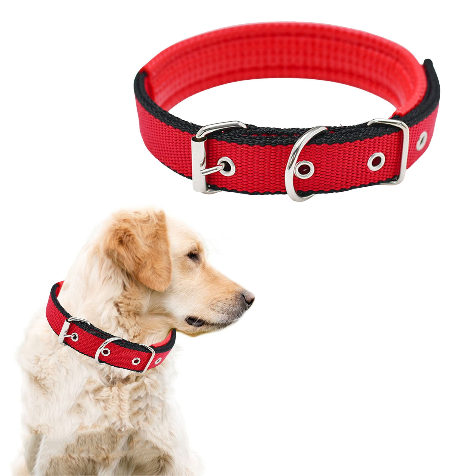 dnusflzt Adjustable Dog Collar,Heavy Duty Breathable Nylon Wide Dog ...