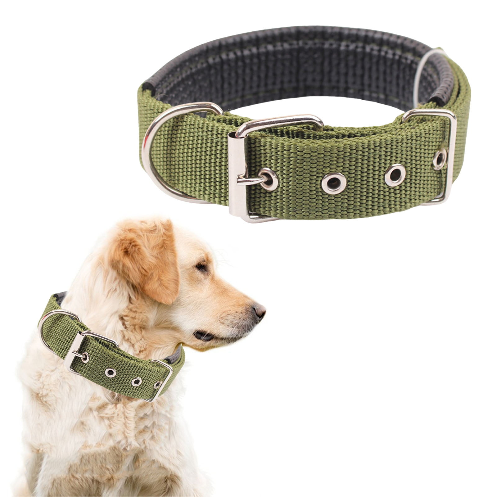 dnusflzt Adjustable Dog Collar,Heavy Duty Breathable Nylon Wide Dog ...