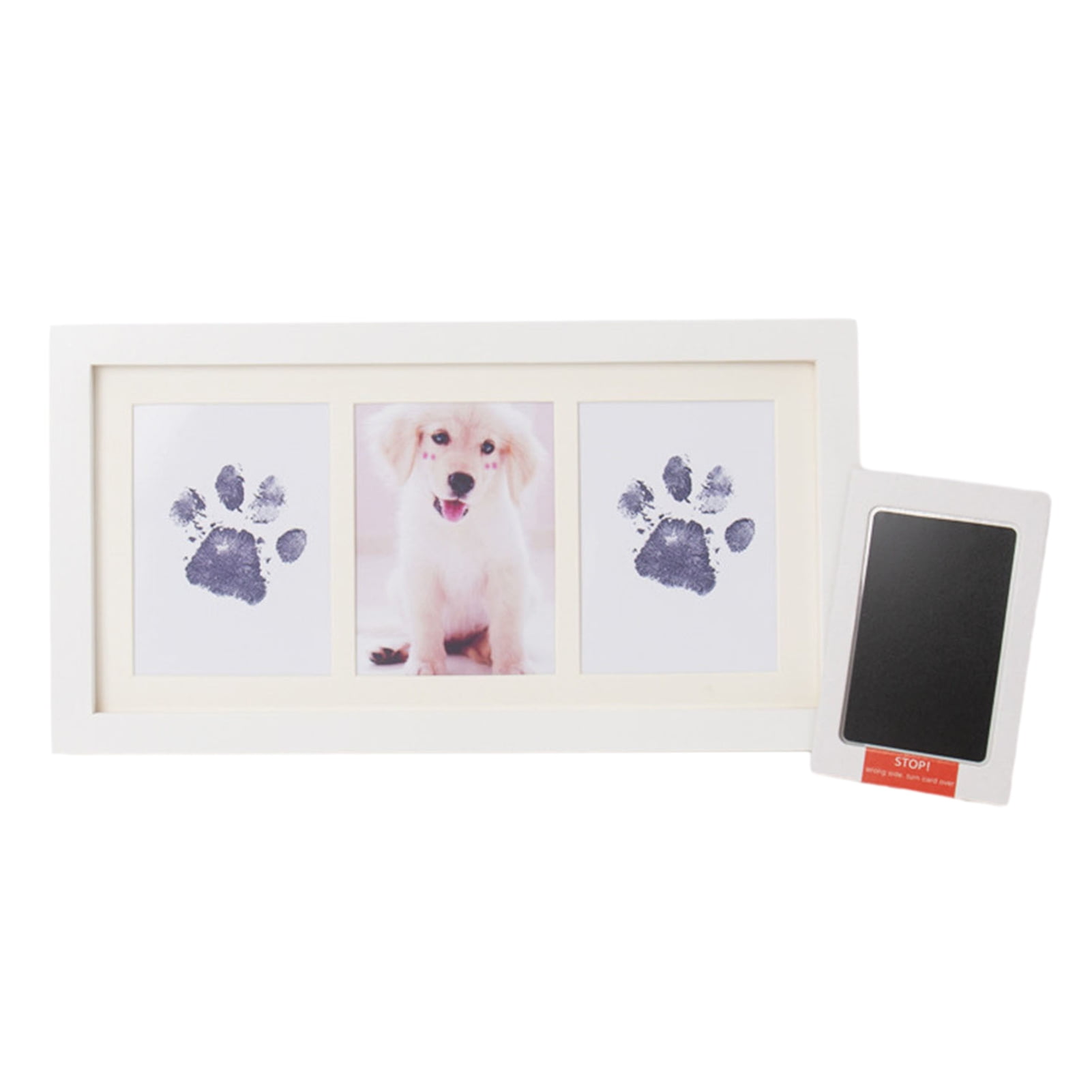 dnusflzt Dog Paw Print Kit Frame,Wooden Pet Memorial Picture Frame with ...