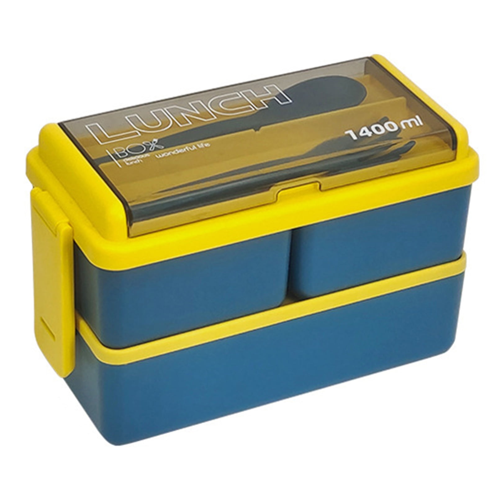 dnusflzt Stackable Bento Lunch Box with 3-Compartments,BPA Free Double ...