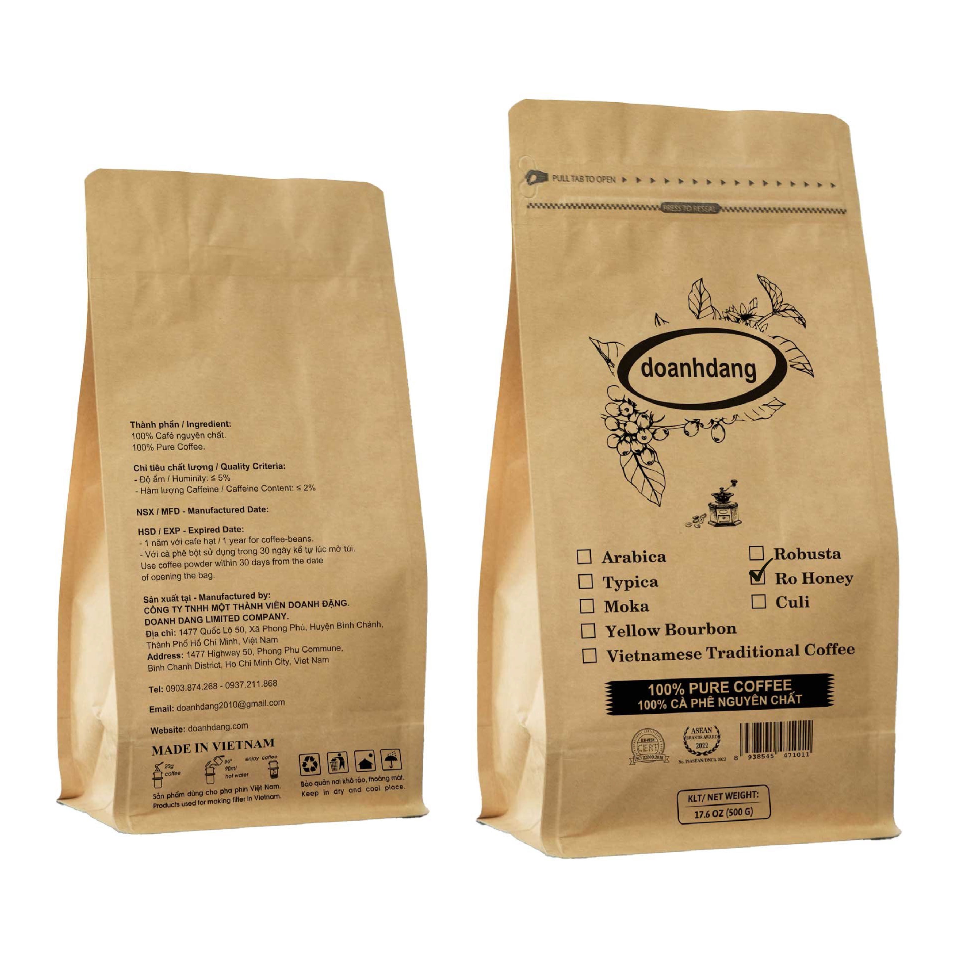 doanhdang - 17.6 Oz Premium Honey Robusta Ground Coffee, 100% Medium ...