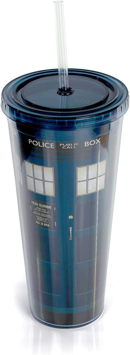 doctor who tardis 22 oz acrylic travel tumbler with lid & straw ...