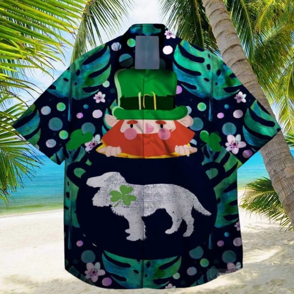 dog and shamrocks st patrick day hawaiian Shirt - Walmart.com
