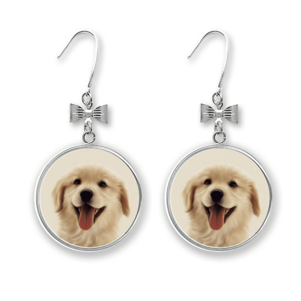 dog pet tongue hair ears art deco fashion bow earrings drop stud ...