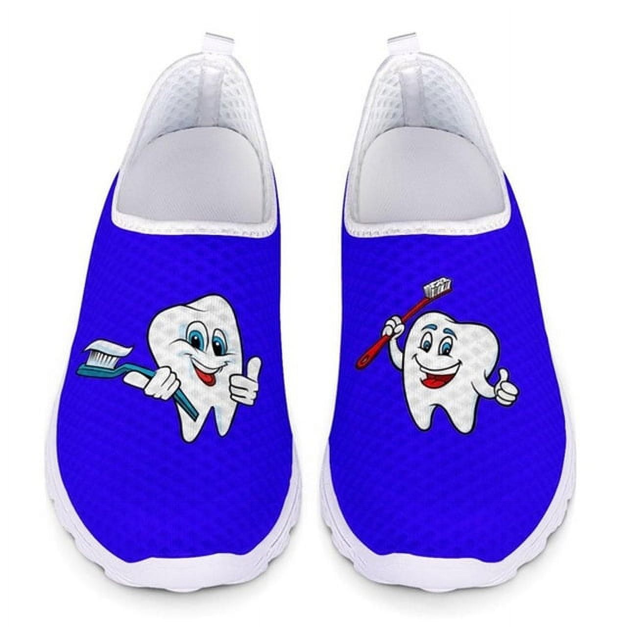 doginthehole Cute Cartoon Tooth Print Women's Shoes Dentist Mesh Ladies ...