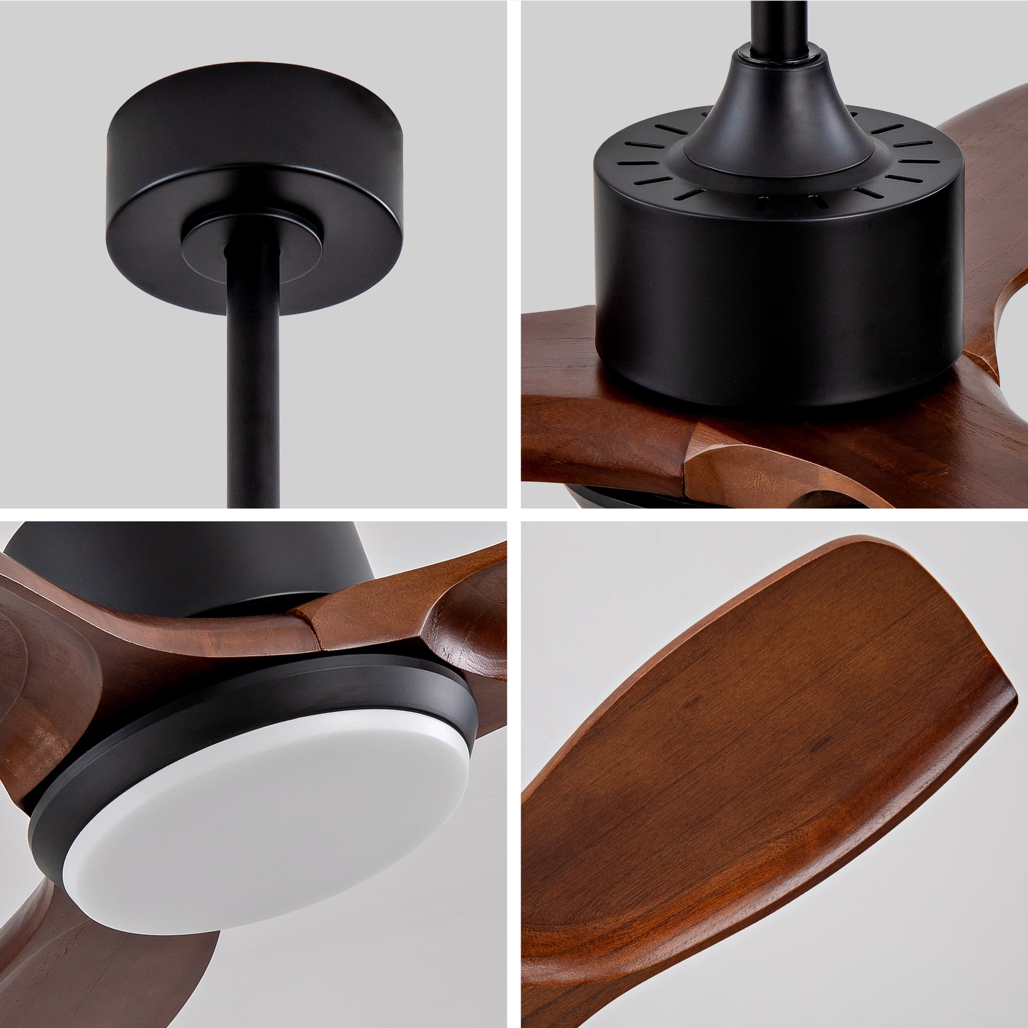 dokea 36” Wood Ceiling Fan - Black+Dark Walnut Blades - Walmart.com