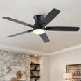 dokea 52” Modern Farmhouse Matte Black Ceiling Fan with Light & Remote ...