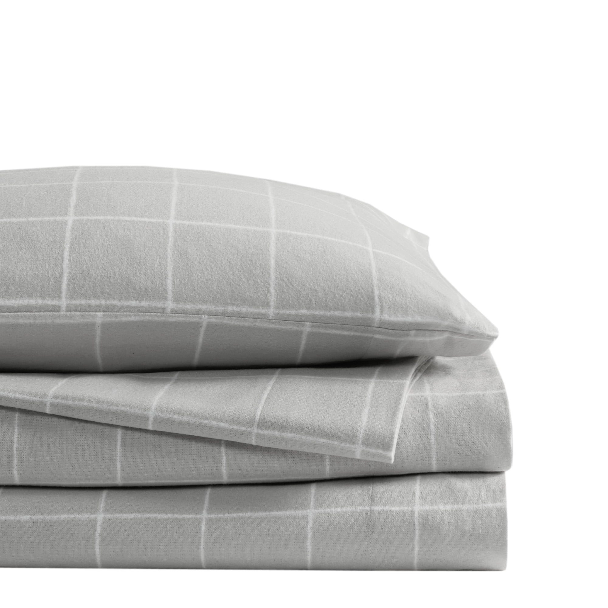 dokea Cal King 4 Piece Grey Windowpane Printed Sheet Set 100% Cotton ...